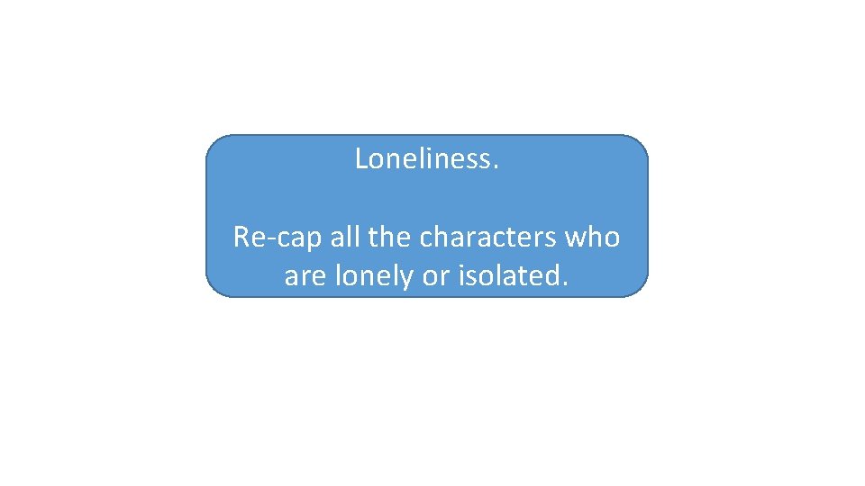 Loneliness Recap all the characters who are lonely