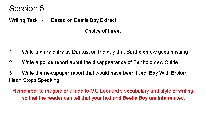 Beetle Boy Fiction Extract The extract of Beetle