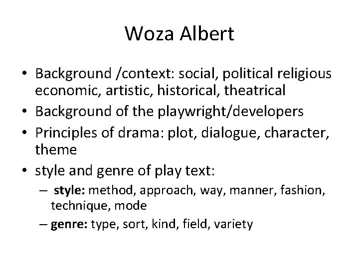 South African Theatre Apartheid pre 1994 Woza Albert
