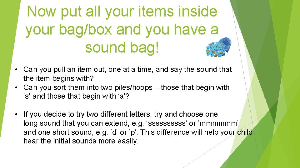 Create your own sound bag For this activity