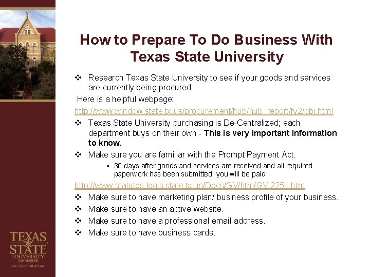 How to Do Business with Texas State University