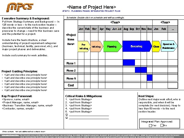 Name of Project Here STEP 3 PLANNING PHASE