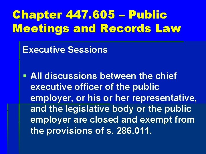 EXECUTIVE SESSIONS 2019 FEN Role of the Board