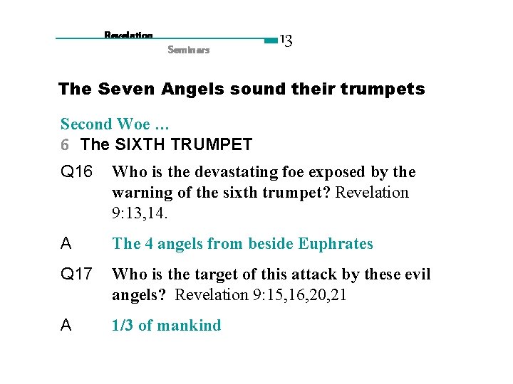 The Seven Trumpets Revelation Seminars 13 Messages from