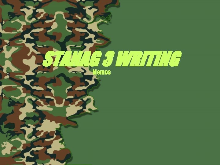 STANAG 3 WRITING Memos SLP 3 writing format