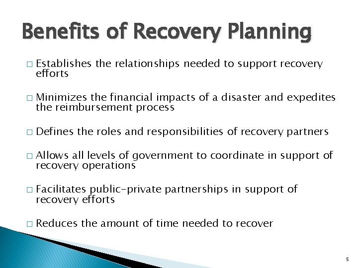 Baltimore UASI Recovery Planning Effort Jurisdictional and Regional