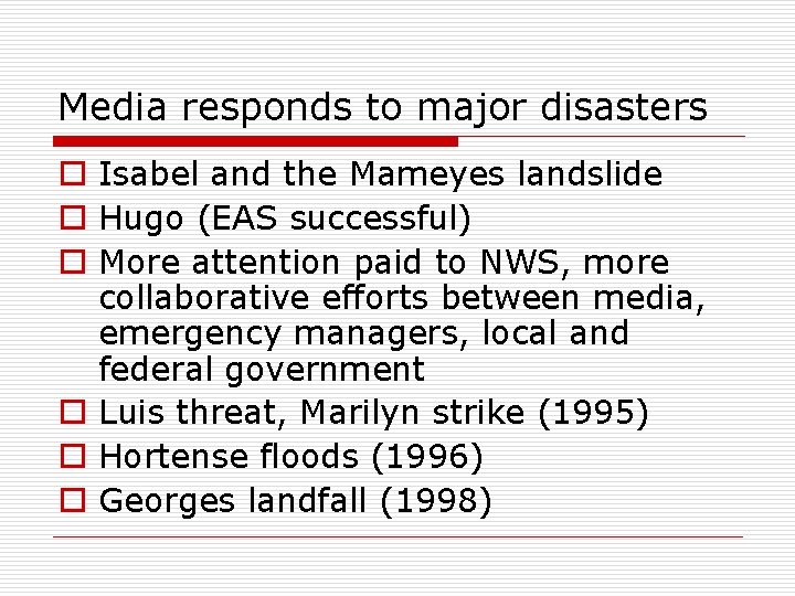 Evolution of Weather Climate Communications in the Caribbean