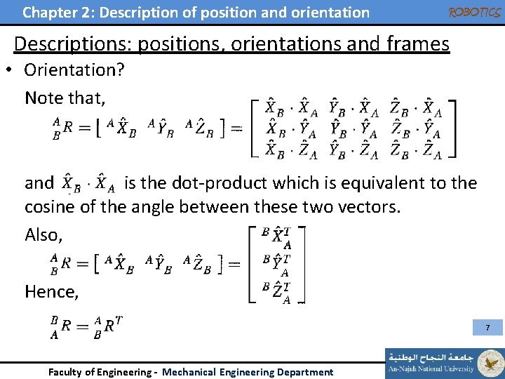 Chapter 2 Description of position and orientation ROBOTICS