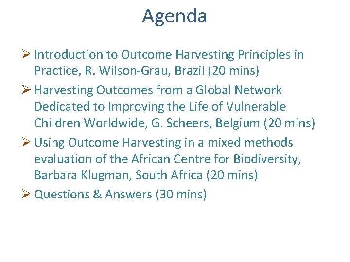 Outcome Harvesting Principles in Practice Atlanta Georgia USA