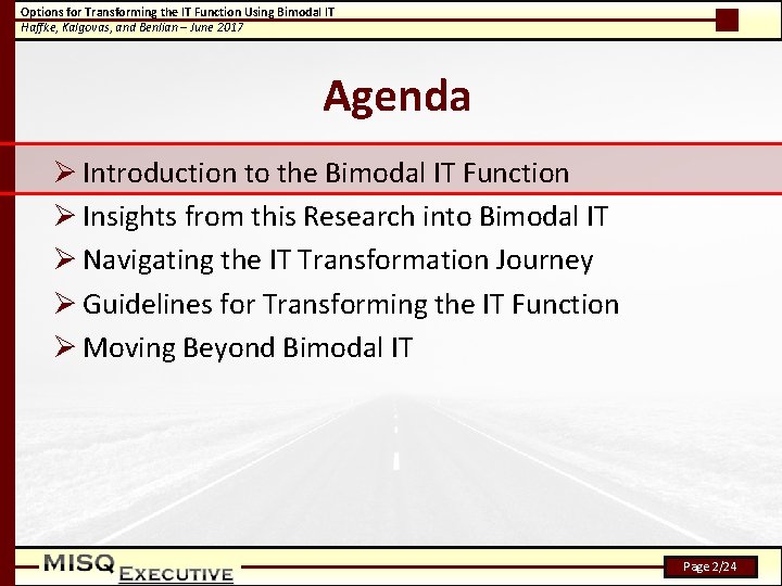 Options for Transforming the IT Function Using Bimodal