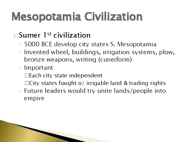 From Villages to Cities to Empires Mesopotamia Unit