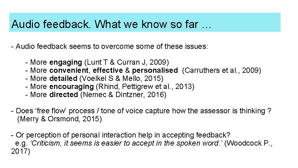 Audio Feedback A useful approach for international students