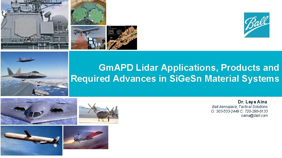 Gm APD Lidar Applications Products and Required Advances