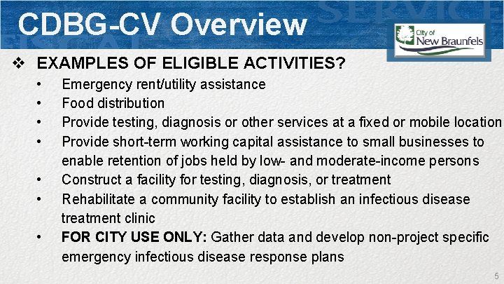 Community Development Block Grant Coronavirus CDBGCV Funding Overview