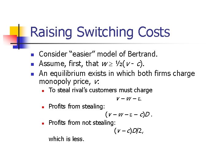 Avoiding the Bertrand Trap Part I Differentiation and