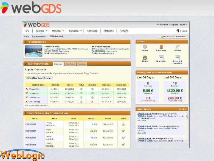 Web GDS platform a database of tourist services