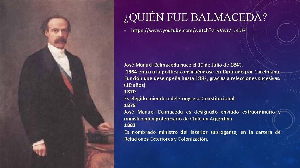 GOBIERNO DE JOS MANUEL BALMACEDA 1886 1891 INTRODUCCIN