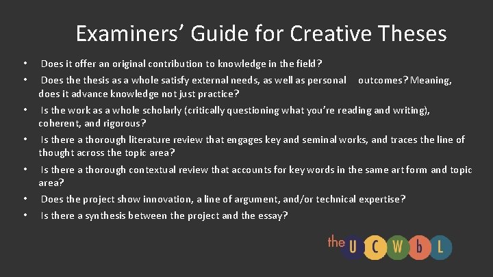 The Creative Thesis How to Develop a Creative