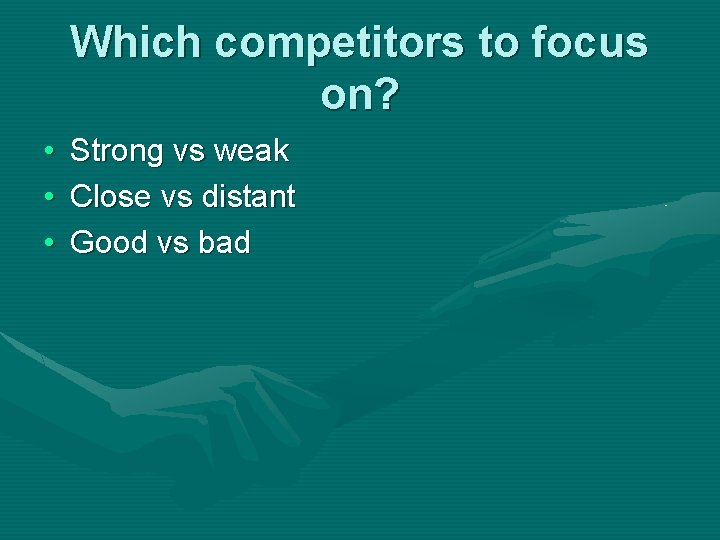 Competition Competitive Forces Segment rivalry New entrants Substitute