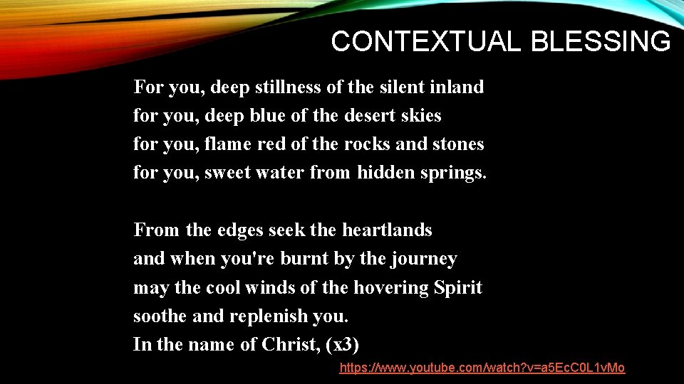 BLESSING From the fullness of his grace we