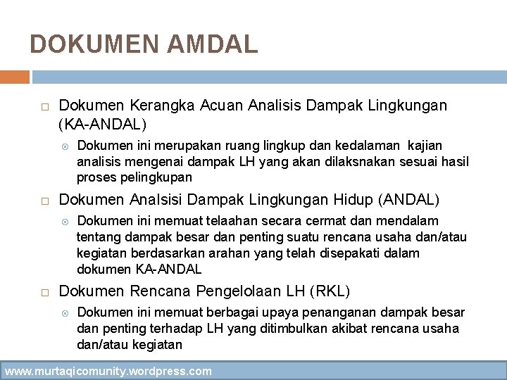 ANALISIS DAMPAK LINGKUNGAN HIDUP AMDAL Studi Kelayakan Bisnis