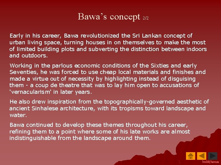Who is Bawa His concept Projects examples Theory