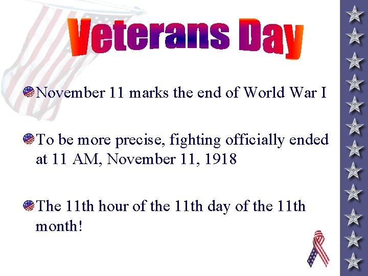 November 11 marks the end of World War