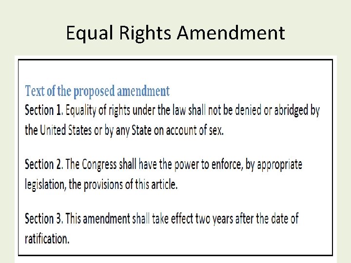 The Equal Rights Amendment Why Did it Fail