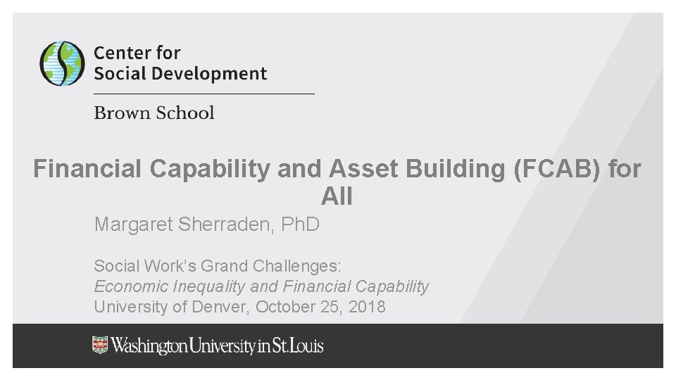 Financial Capability and Asset Building FCAB for All