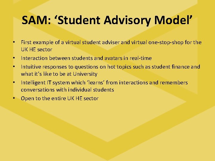 Hi Im Sam How the Student Advisory Model