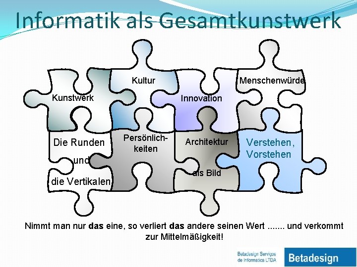 Informatik als Gesamtkunstwerk Kultur Kunstwerk Die Runden Menschenwrde