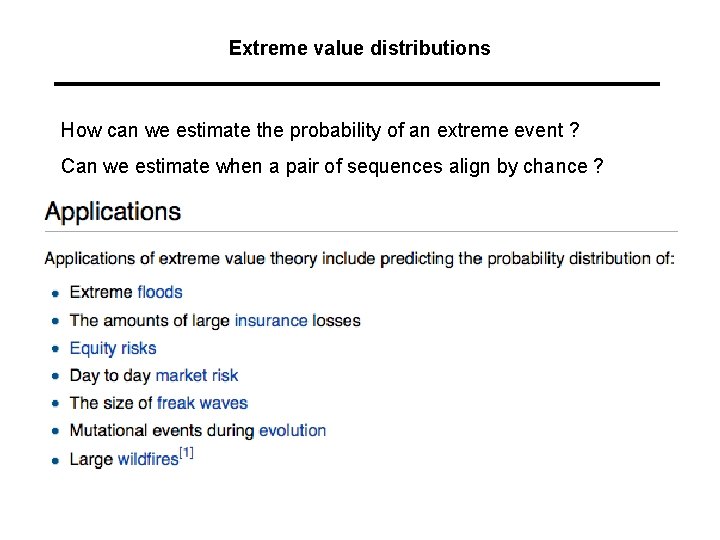 BLAST Sequence alignment Evalue Extreme value distribution Database