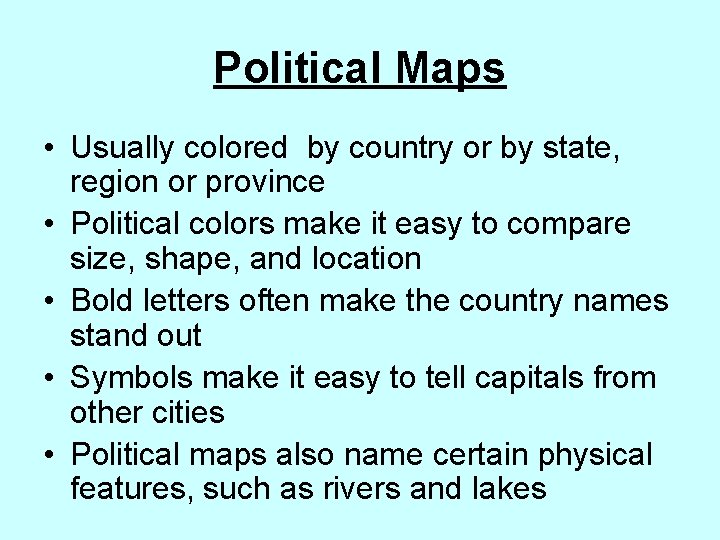 How are different types of maps distinguished MARA