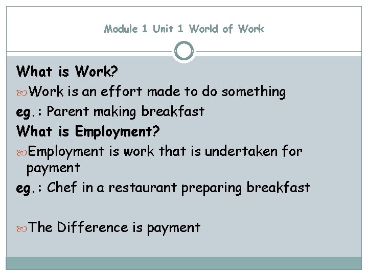Module 1 Unit 1 World of Work What