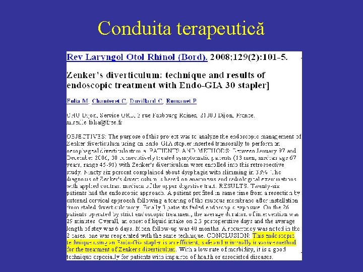 Diverticulii esofagieni Drago Predescu Clinica de chirurgie general