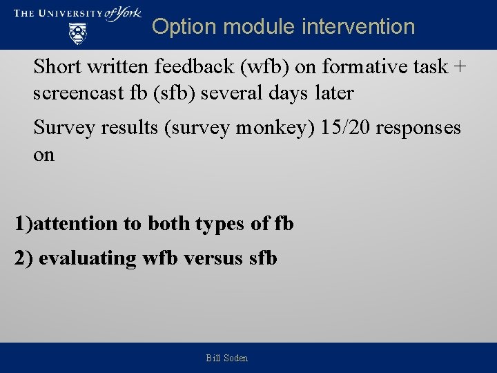 Generating complex formative feedback using blogs and screen