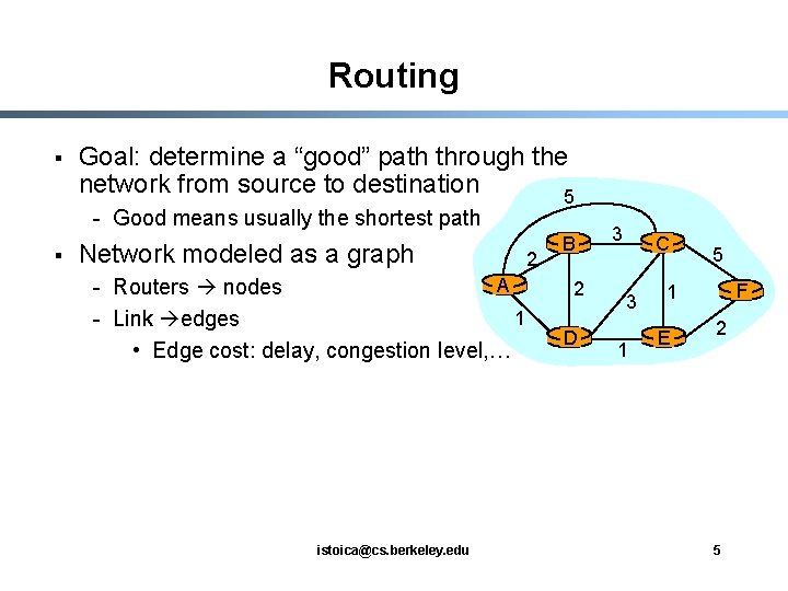 EE 122 Intradomain routing Ion Stoica September 30
