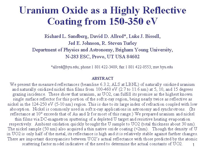 Uranium Oxide as a Highly Reflective Coating from