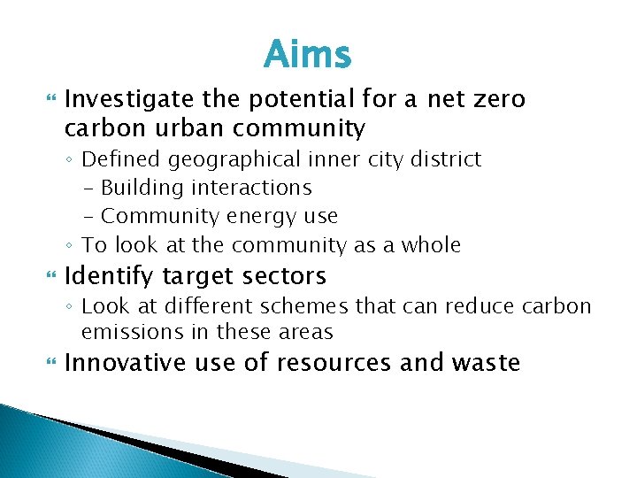 Towards a Net Zero Carbon Community MSc Group