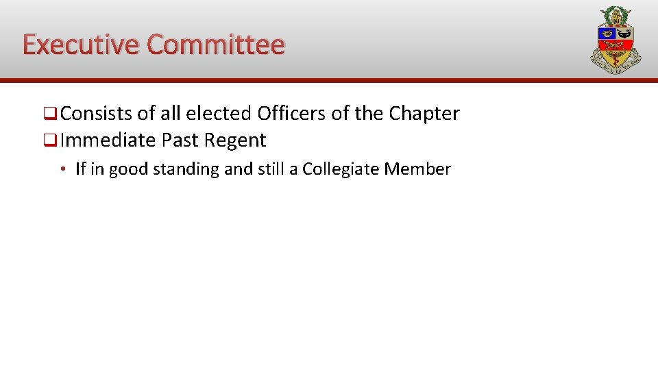 Managing Chapter Executive Committee Transitions Presented by the