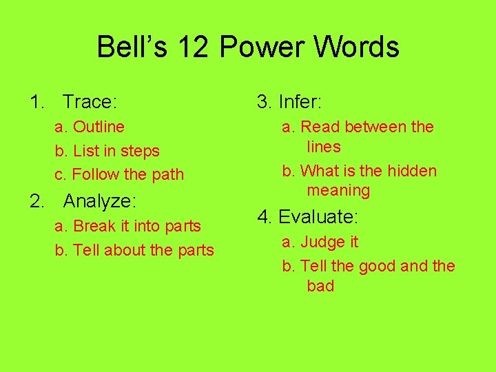 Larry Bells 12 Power Words Mr Bellisario Pretest