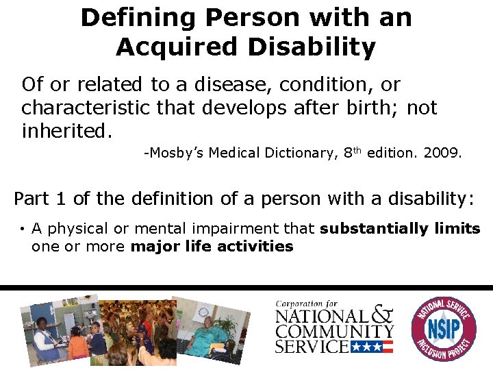 Including Seniors and Members with Acquired Disabilities February