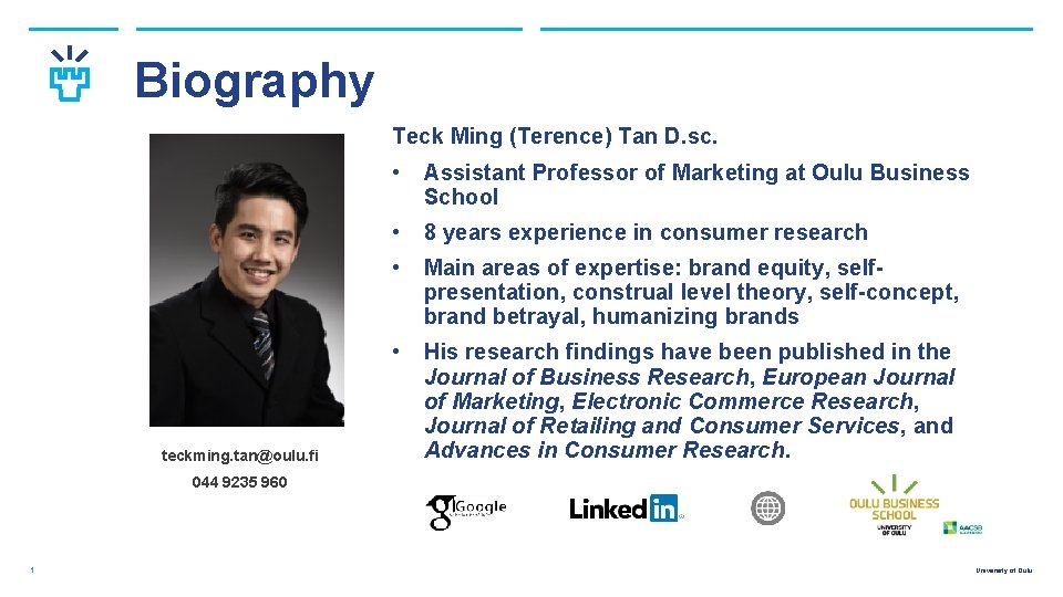 Biography Teck Ming Terence Tan D sc teckming