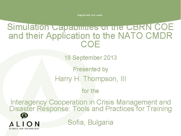 Simulation Capabilities of the CBRN COE and their