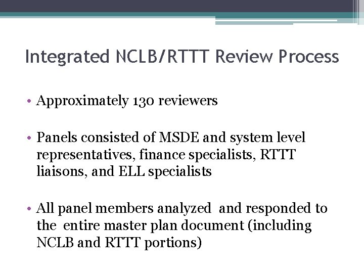 2011 Bridge to Excellence Master Plan Annual Update