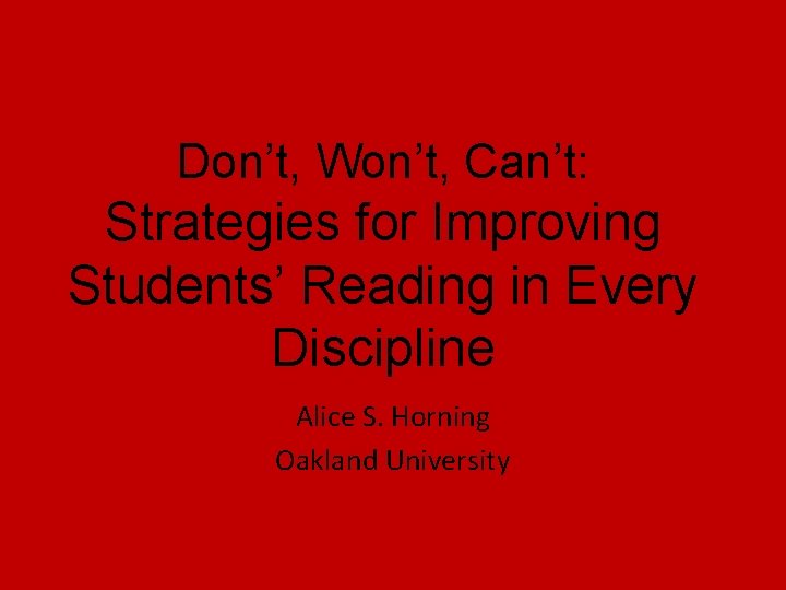 Dont Wont Cant Strategies for Improving Students Reading