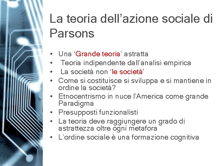 Parsons e la cultura SSS Calefato Talcott Parsons