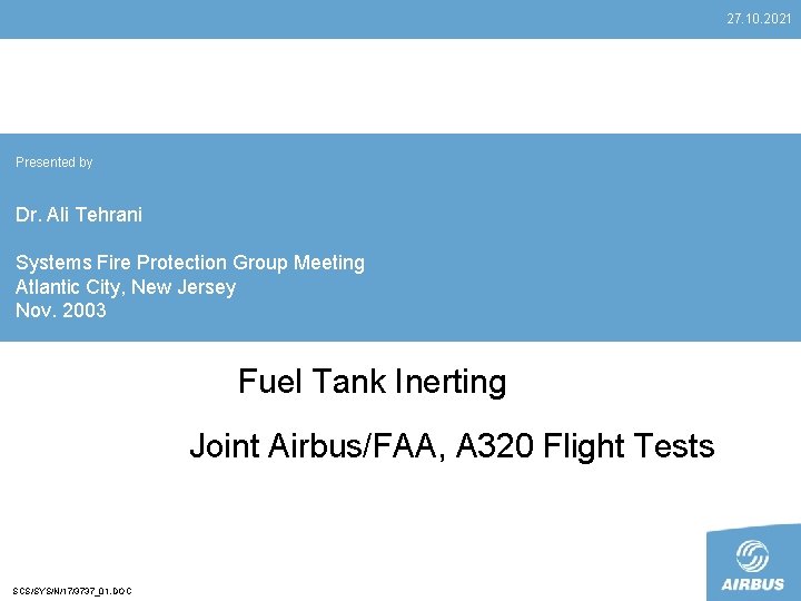 27 10 2021 Presented by Dr Ali Tehrani
