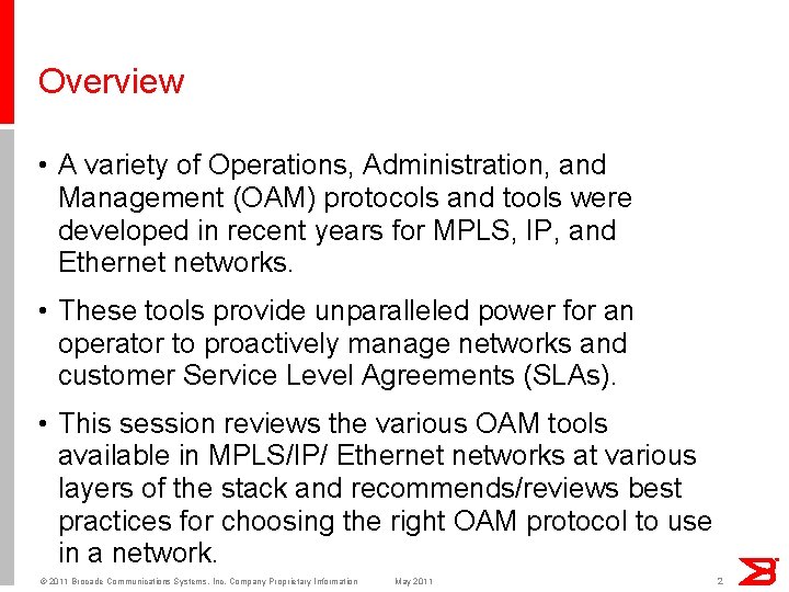 Practical use of Ethernet OAM Joerg Ammon jammonbrocade