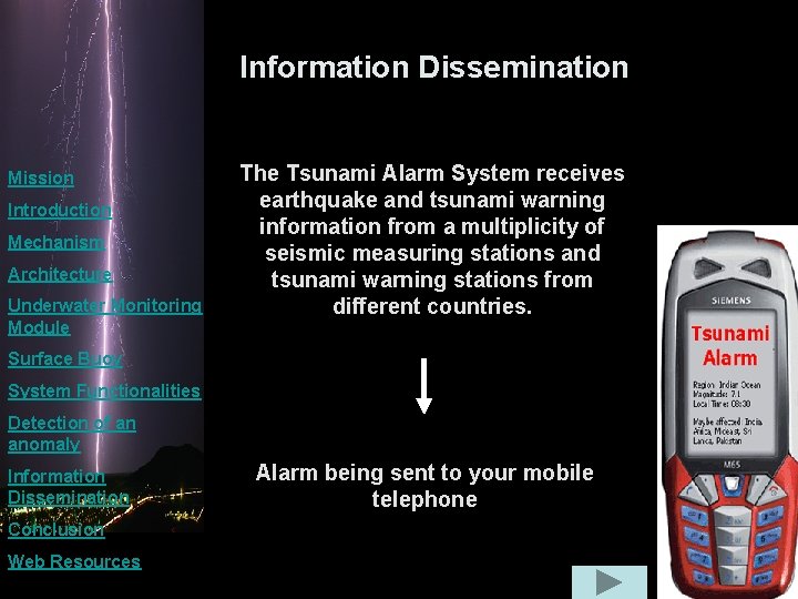 Tsunamis Detection Mission Introduction The Mission Mechanism Architecture